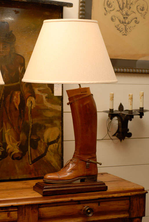 Pair Leather Riding Boot Lamps For Sale at 1stdibs