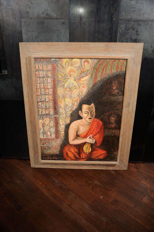 Buddhist monk painting, signed For Sale at 1stDibs