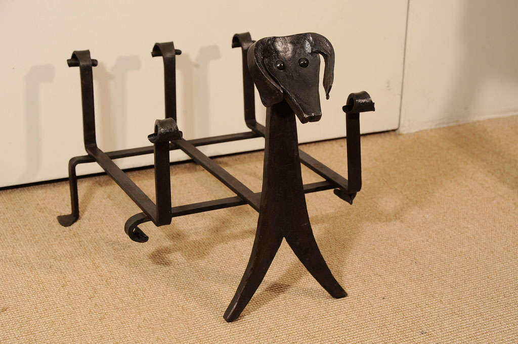 Iron Dog Log Holder at 1stDibs