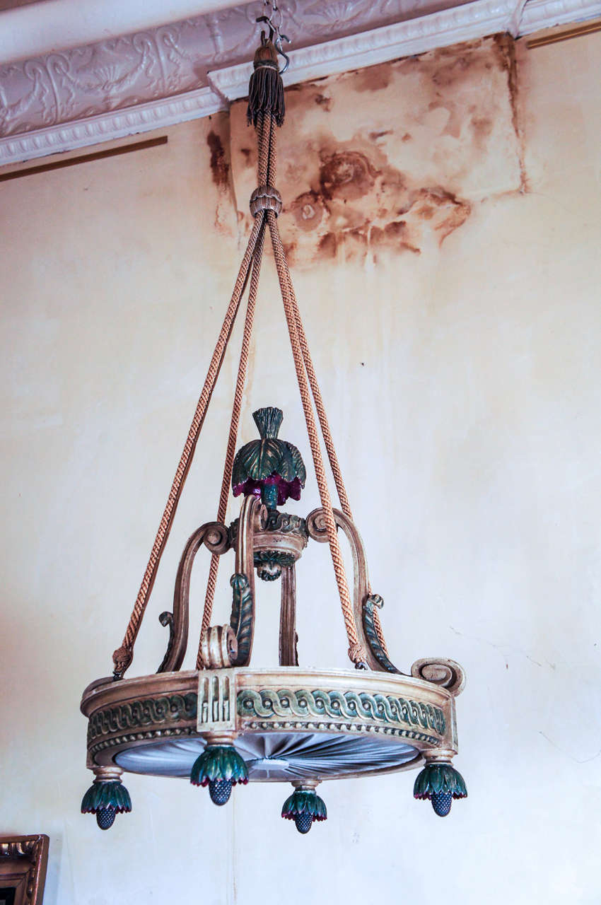 Late 19th Century Carved and Painted Wood Light Fixture For Sale at 1stDibs