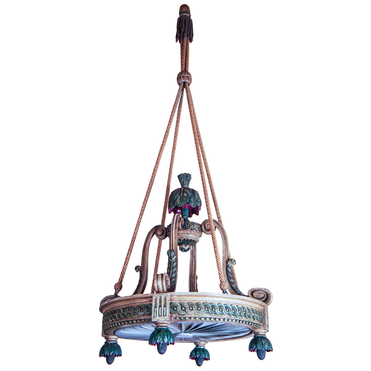 Late 19th Century Carved and Painted Wood Light Fixture For Sale at 1stDibs