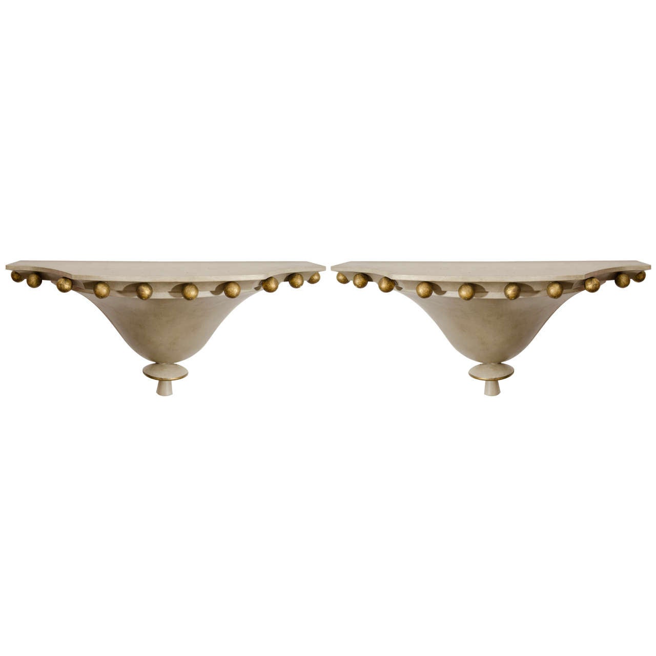 Pair of Antique Hand Painted Neoclassical Wall Shelves at 1stDibs