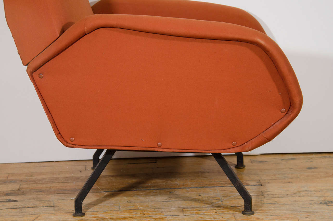 Midcentury Pair of Italian Rust Colored Lounge Chairs For Sale at ...
