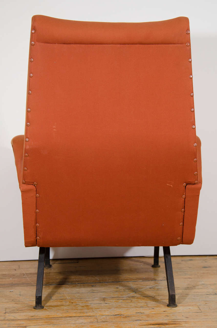 Midcentury Pair of Italian Rust Colored Lounge Chairs For Sale at ...