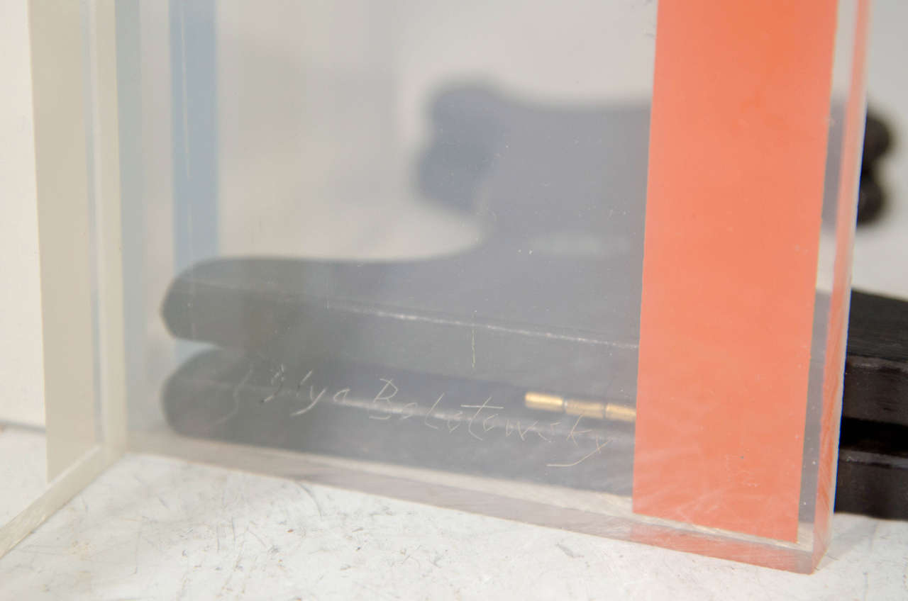 Midcentury Screenprint on Plexiglass Column Sculpture by IIya ...