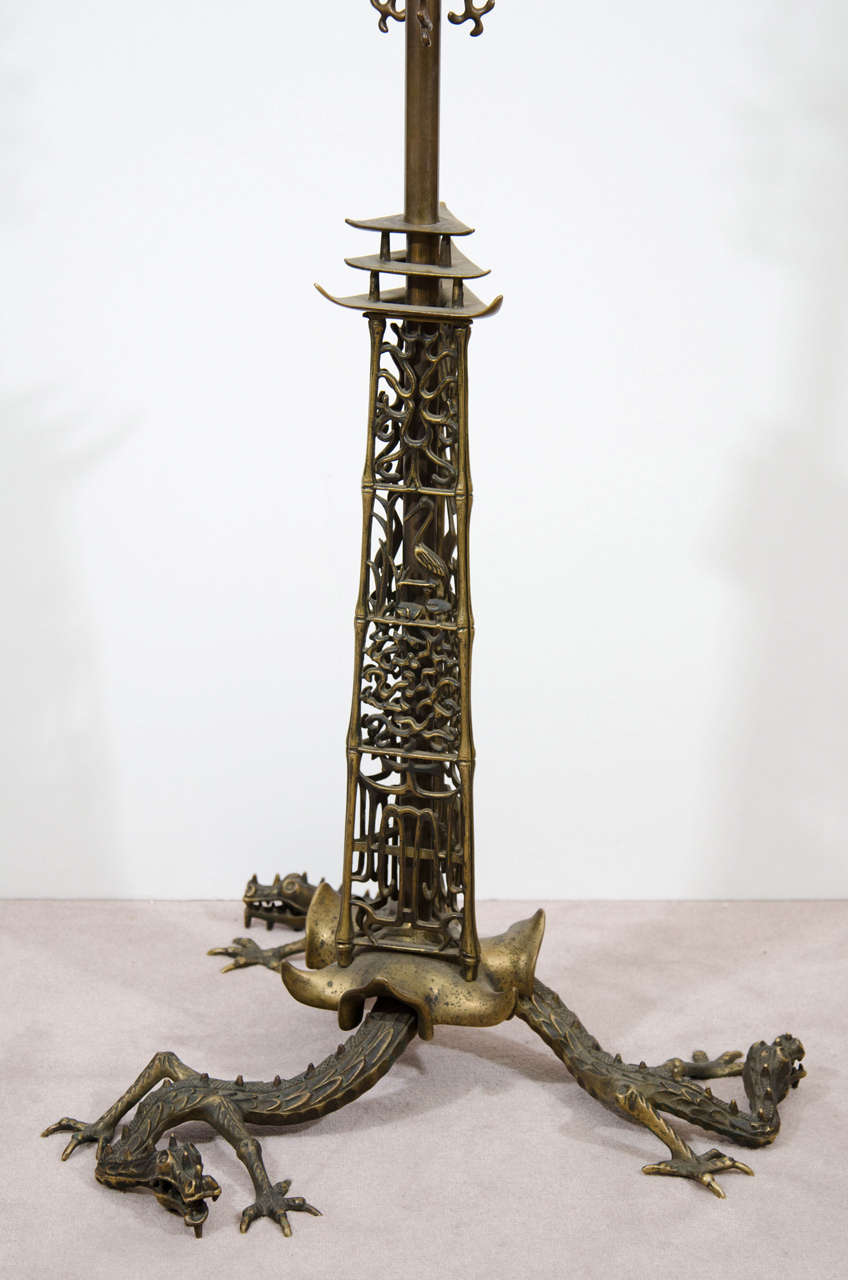 Bronze Austrian Dragon, Chinoiserie Style Floor Lamp For Sale at 1stDibs