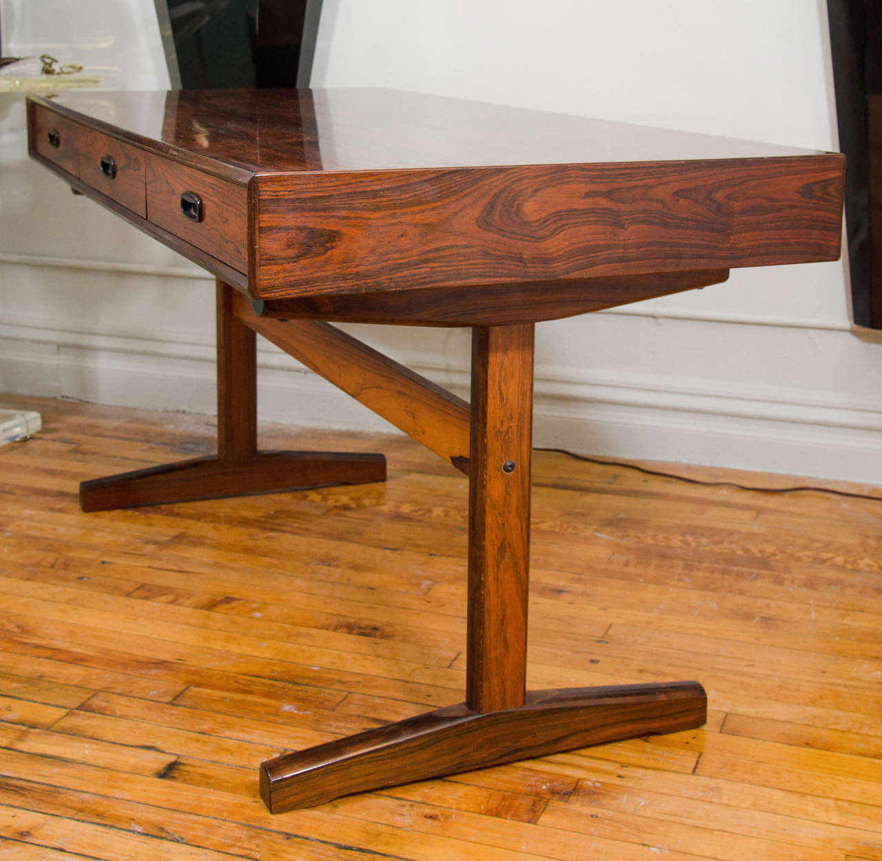 Danish Modern Brazilian Rosewood Trestle Desk at 1stDibs