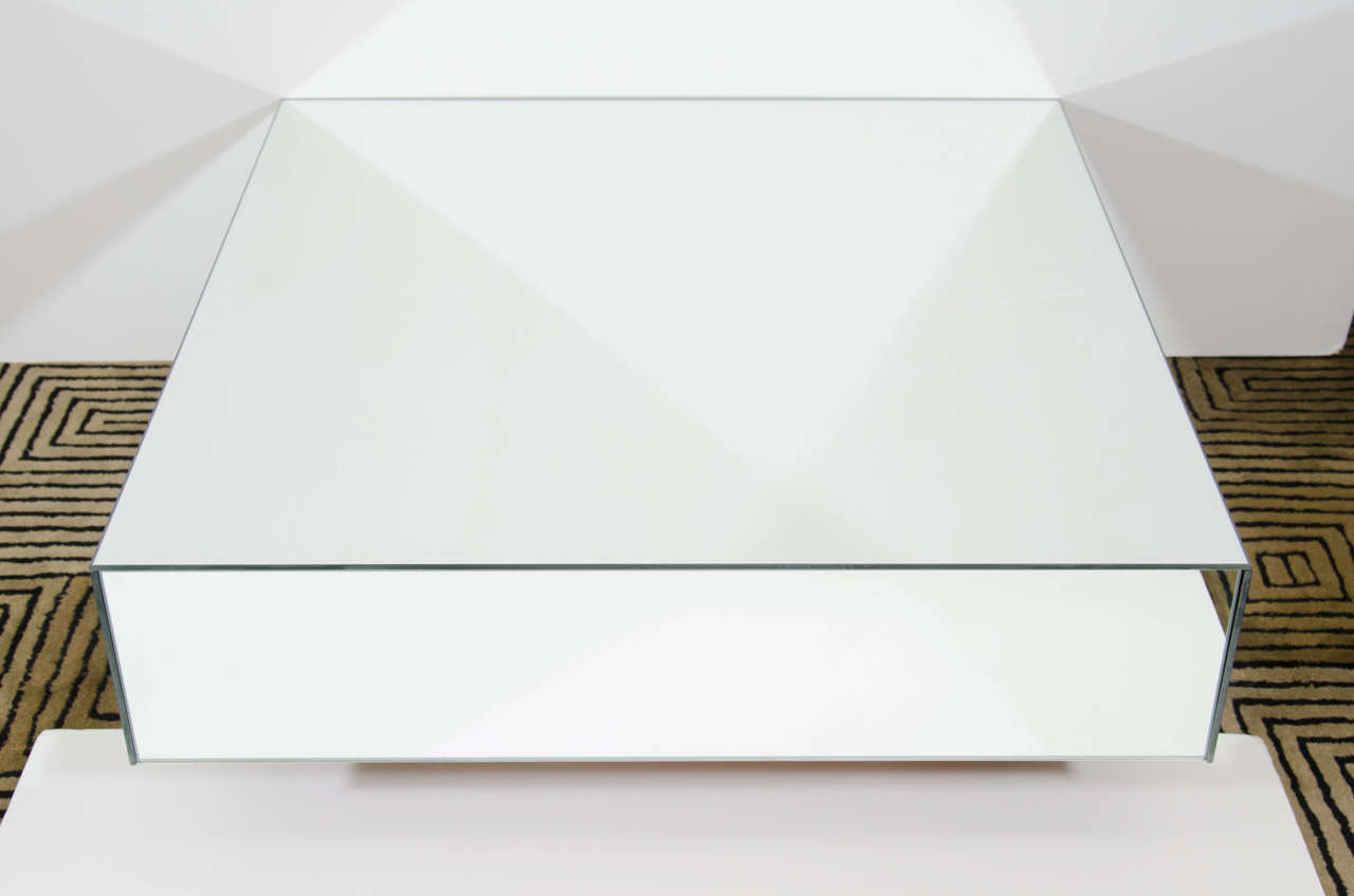 Midcentury Cube Style Mirrored Coffee or Cocktail Table at 1stDibs