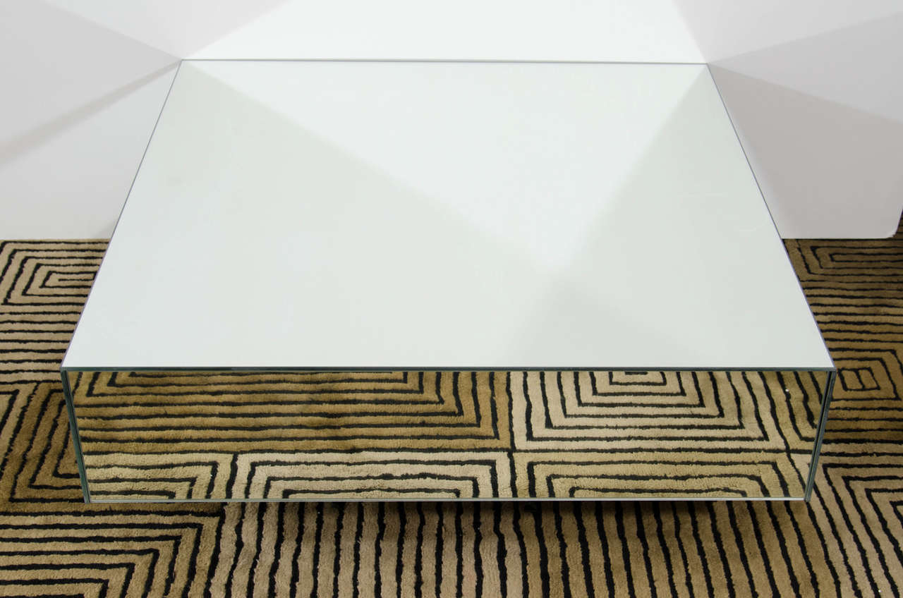 Midcentury Cube Style Mirrored Coffee or Cocktail Table at 1stDibs