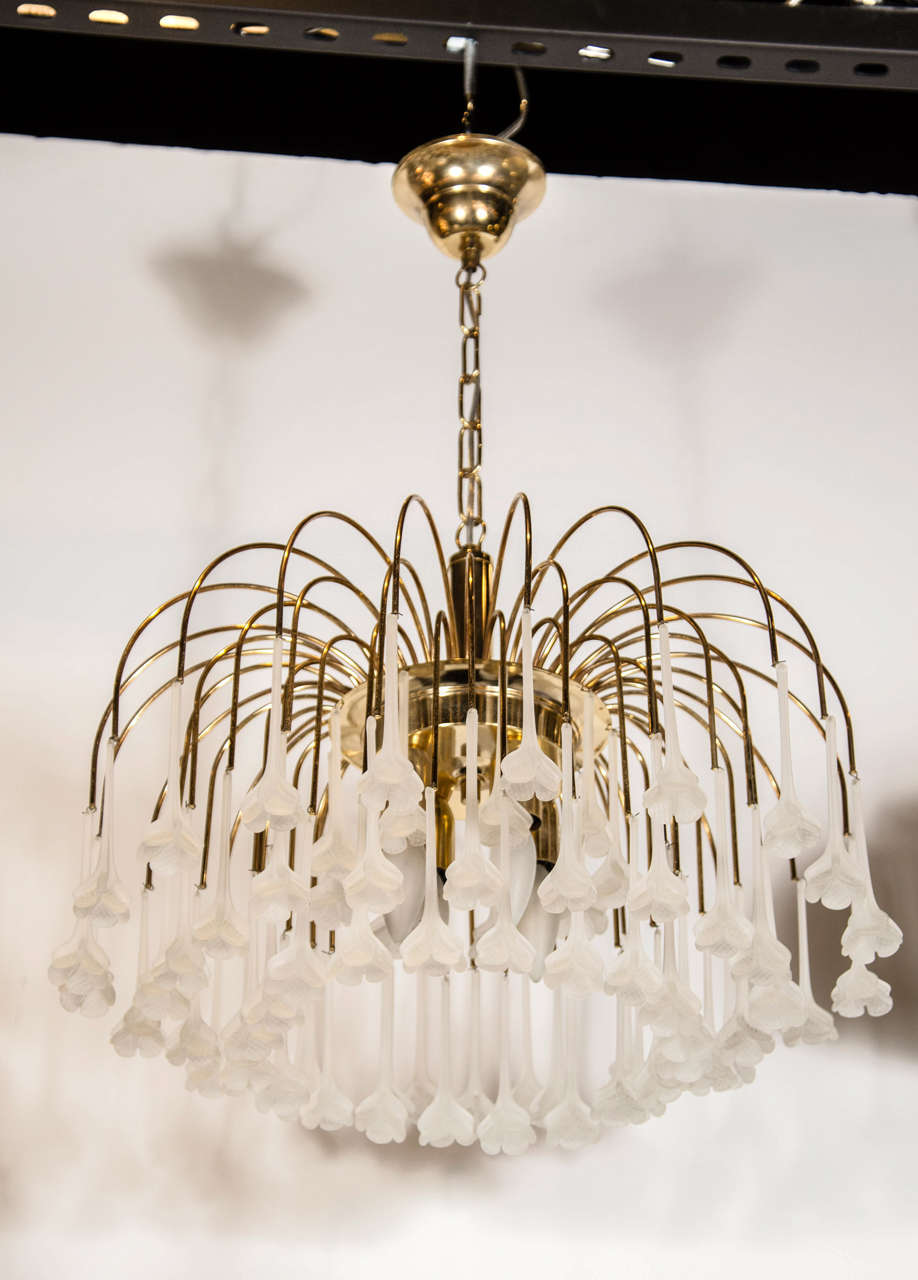 Elegant Four-Tier Murano Frosted Glass Floral Waterfall Pendant ...