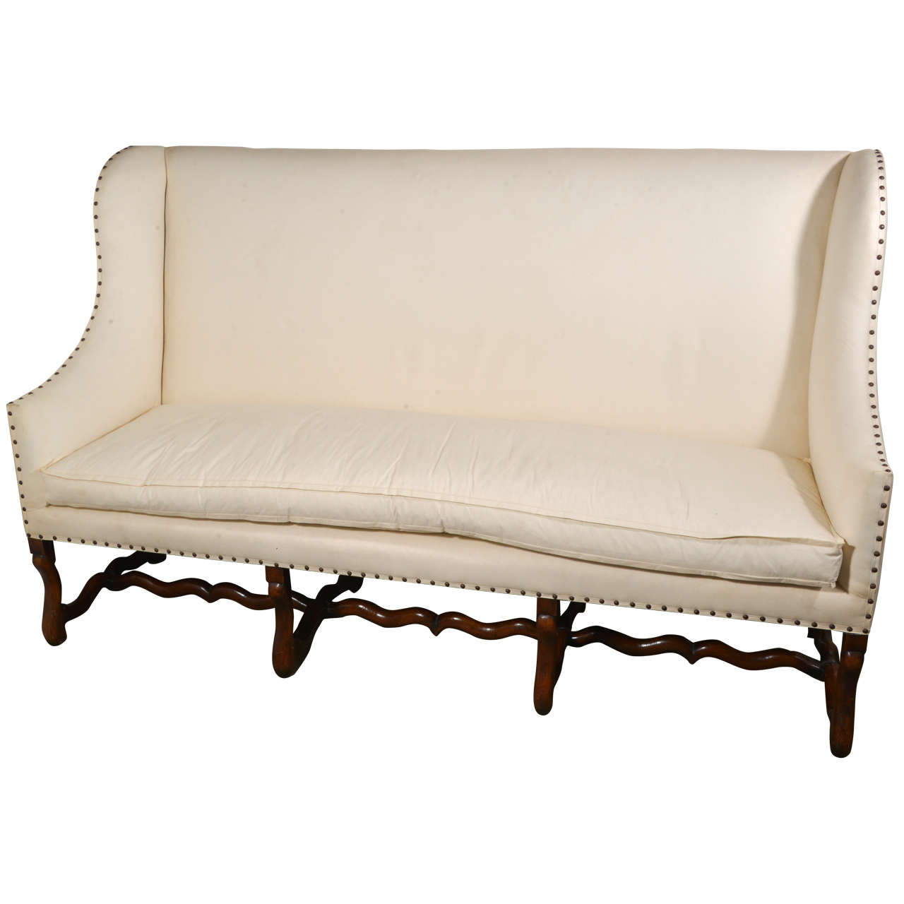 Louis XIII Walnut Wingback Sofa at 1stDibs