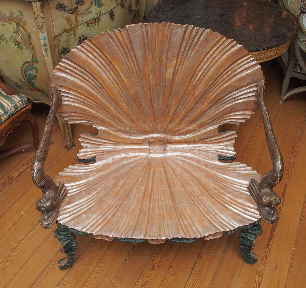 Venetian Silver Gilt, "Fantasy" Grotto Settee at 1stDibs