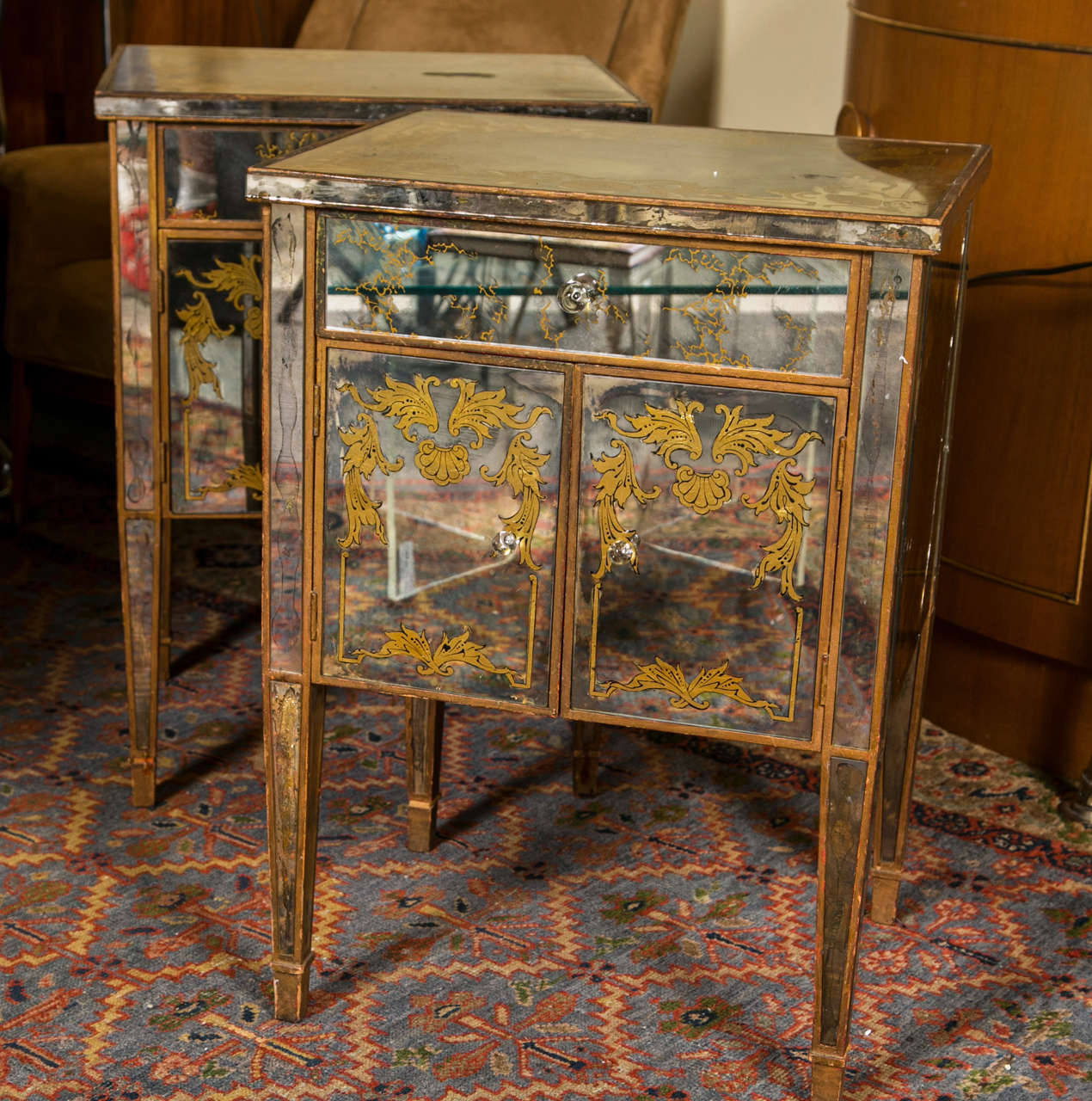 Verre Eglomise Mirrored Stand at 1stDibs
