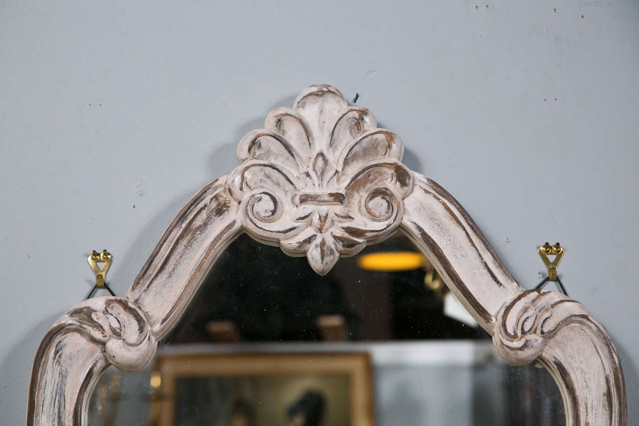 Pair of Rococo Style Distress Painted Mirrors at 1stDibs