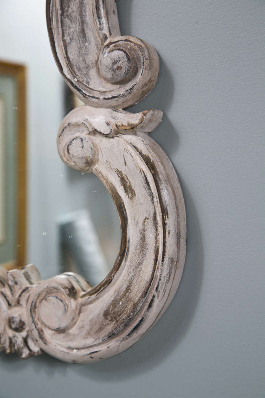 Pair of Rococo Style Distress Painted Mirrors at 1stDibs