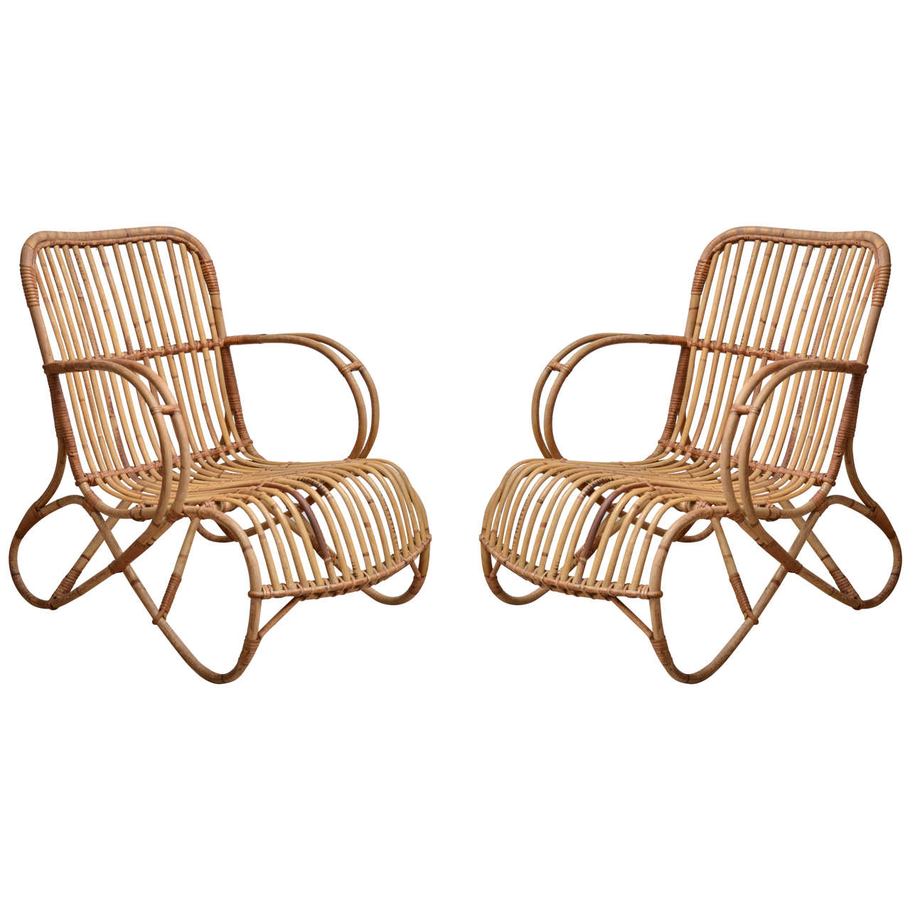 Pair of Small-Scale Bamboo Armchairs at 1stDibs