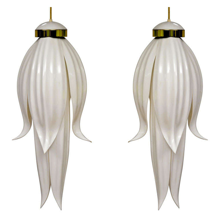 Large Pair of Floral Rougier Pendants For Sale at 1stDibs