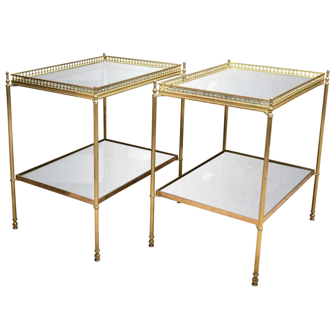 Pair of Brass and Mirrored Glass Tables at 1stDibs