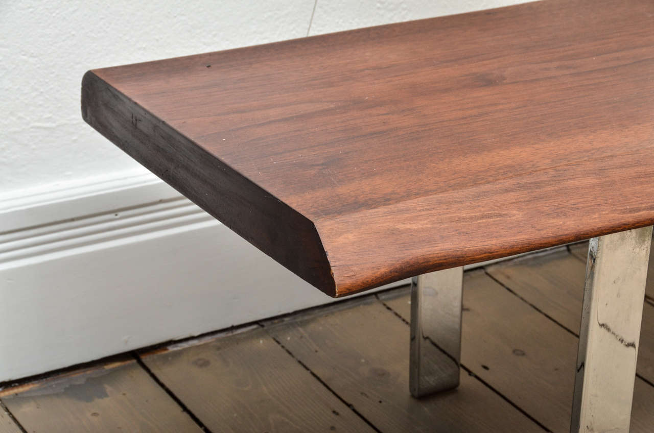 Chrome and Wood Bench at 1stDibs