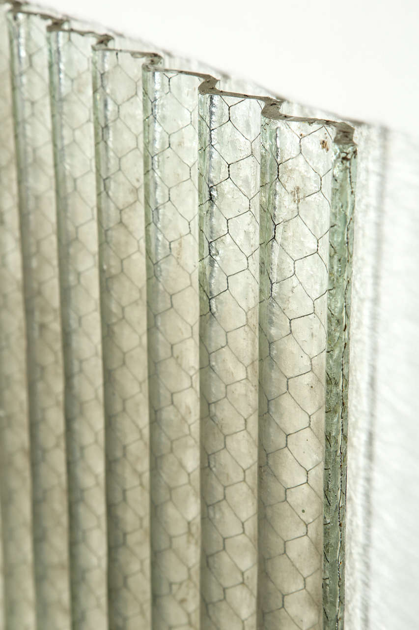 Corrugated Chicken Wire Glass Clear Color For Sale at 1stDibs ...