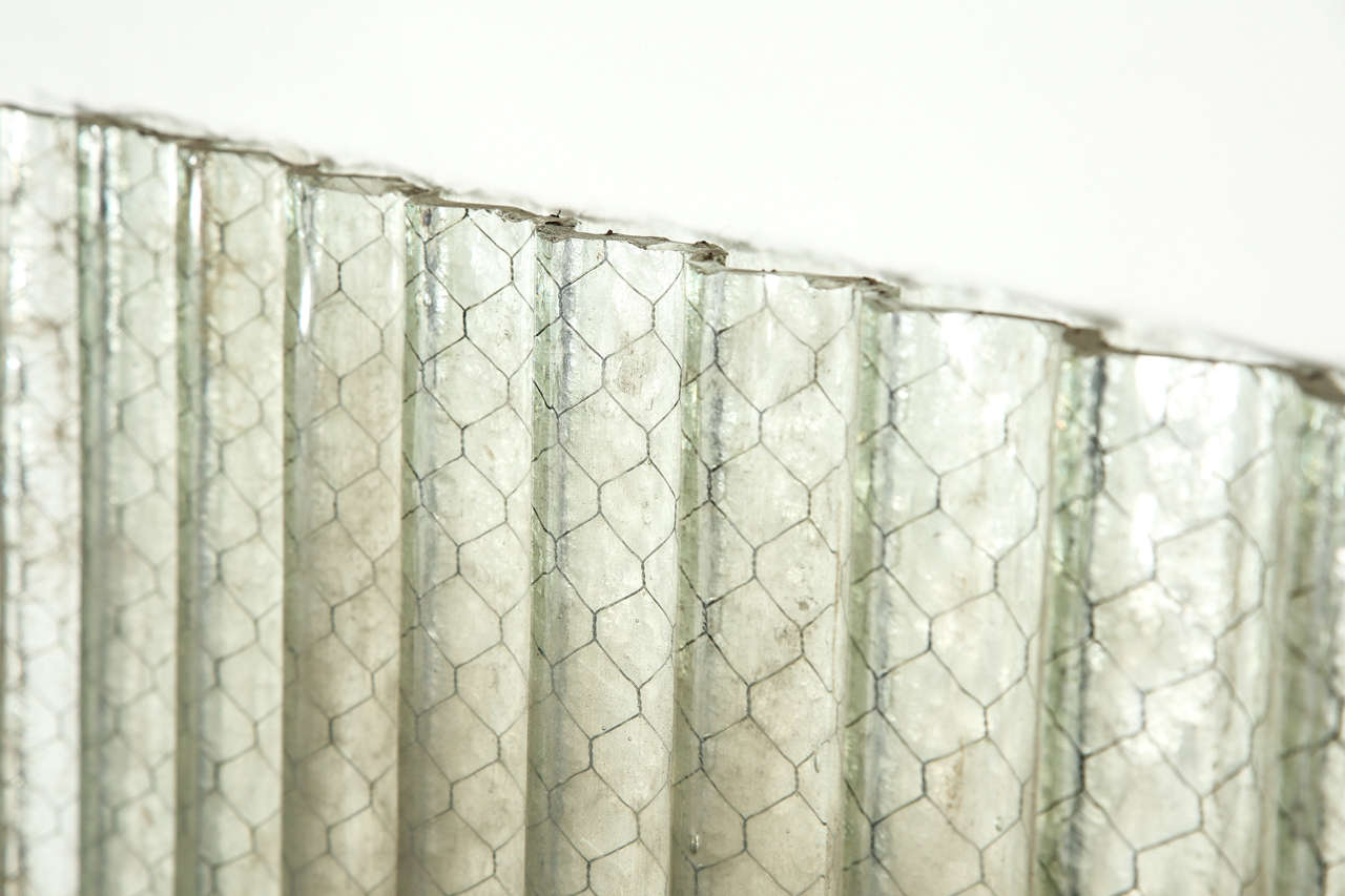 Corrugated Chicken Wire Glass Clear Color For Sale at 1stDibs ...
