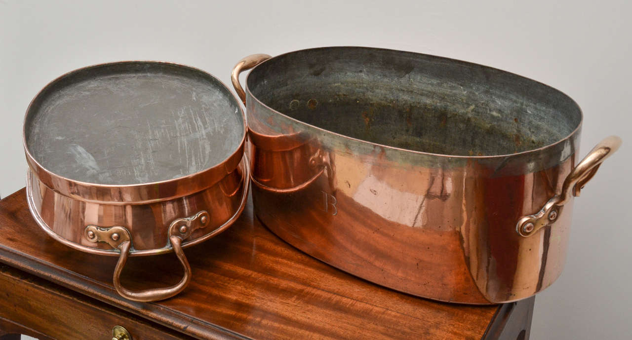 Large Copper English Tray Lidded Oval Fish Poaching Pot at 1stDibs