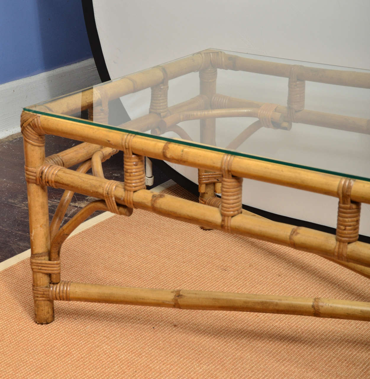 American 1960s Rattan Rectangular Coffee Table at 1stDibs