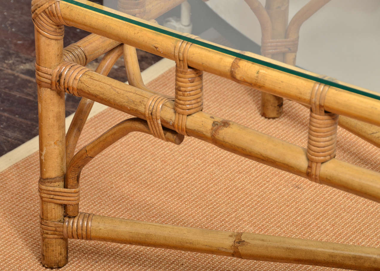 American 1960s Rattan Rectangular Coffee Table at 1stDibs