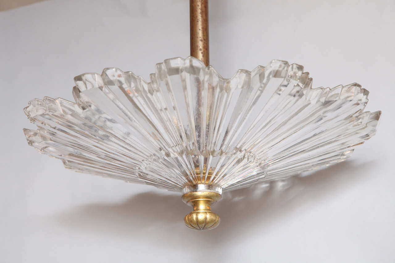 American Flush Mount Glass, Sunburst Ceiling Light at 1stDibs
