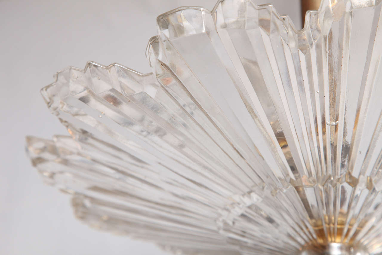 American Flush Mount Glass, Sunburst Ceiling Light at 1stDibs