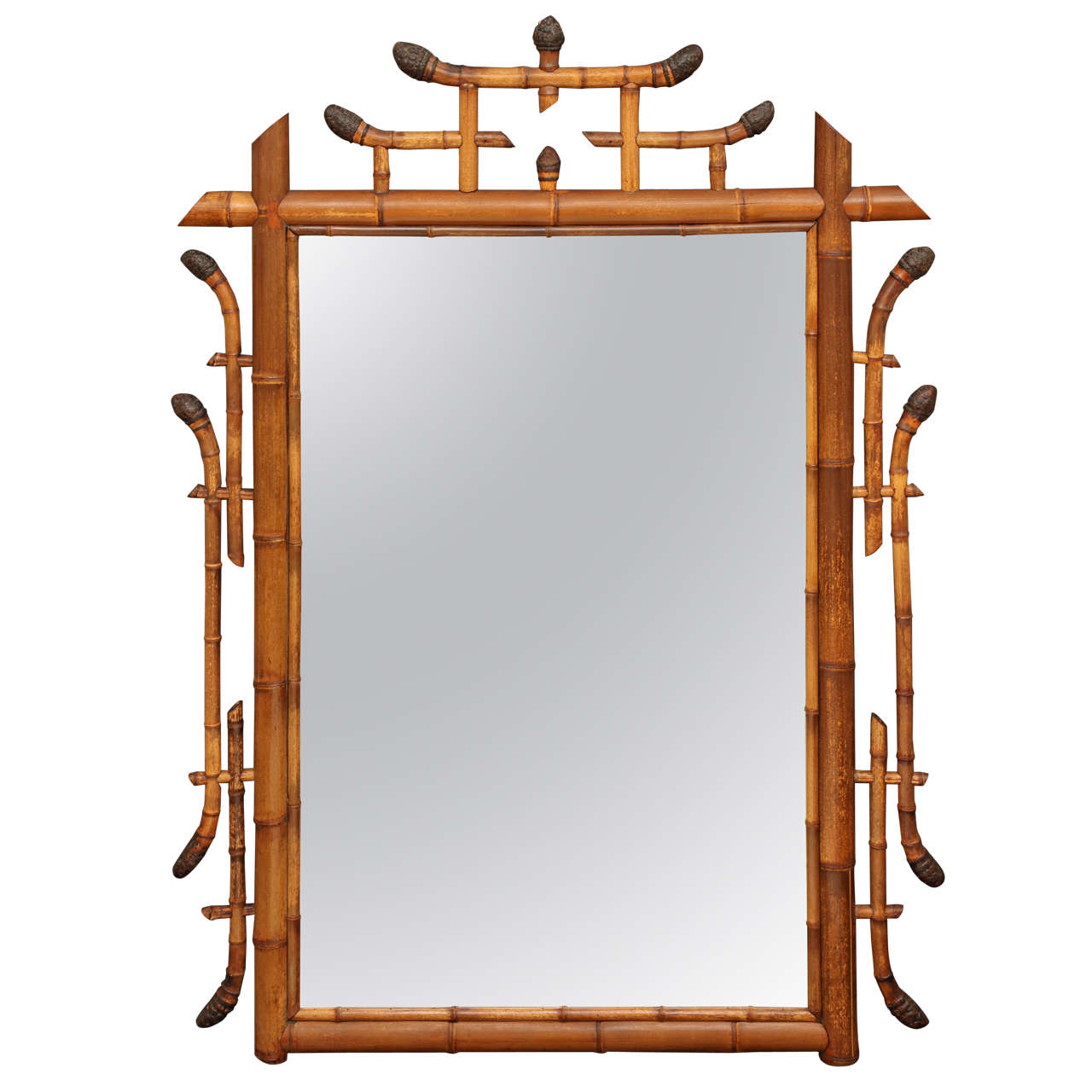 Large Bamboo Framed Mirror For Sale at 1stDibs