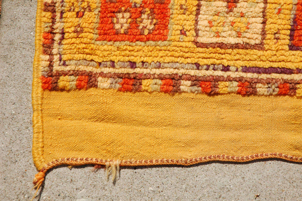 Moroccan Vintage Ethnic Orange Organic Wool Rug Africa For Sale at 1stDibs