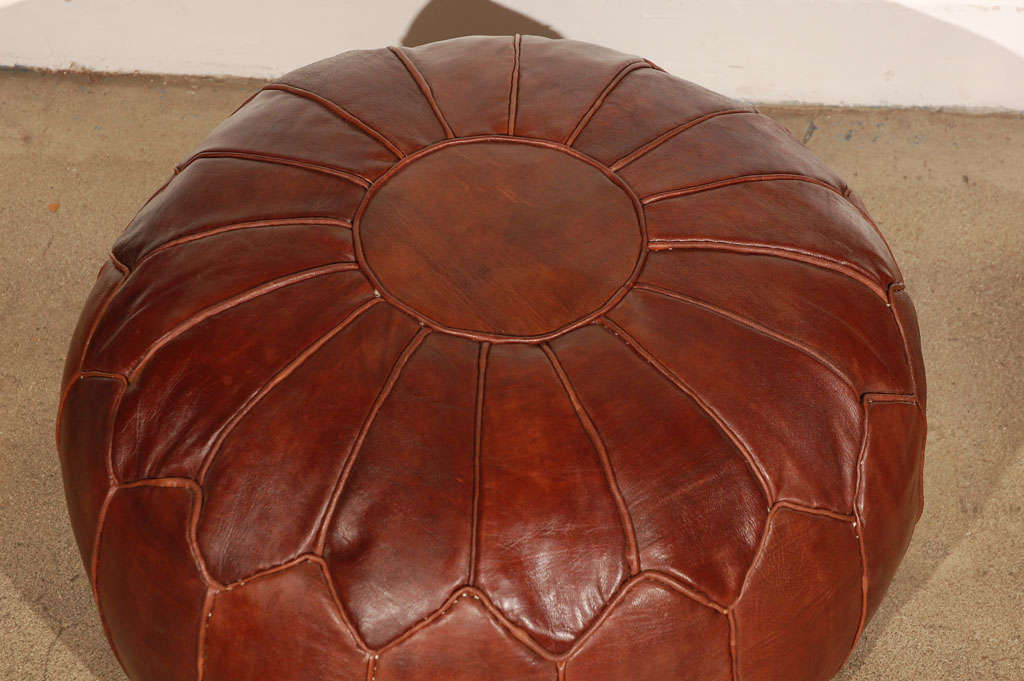Moroccan Large Leather Pouf at 1stDibs | large leather pouf ottoman ...