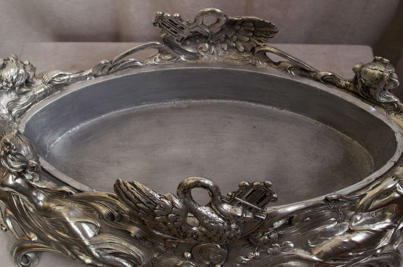 Art Nouveau Silver Plated Pewter Planter at 1stDibs