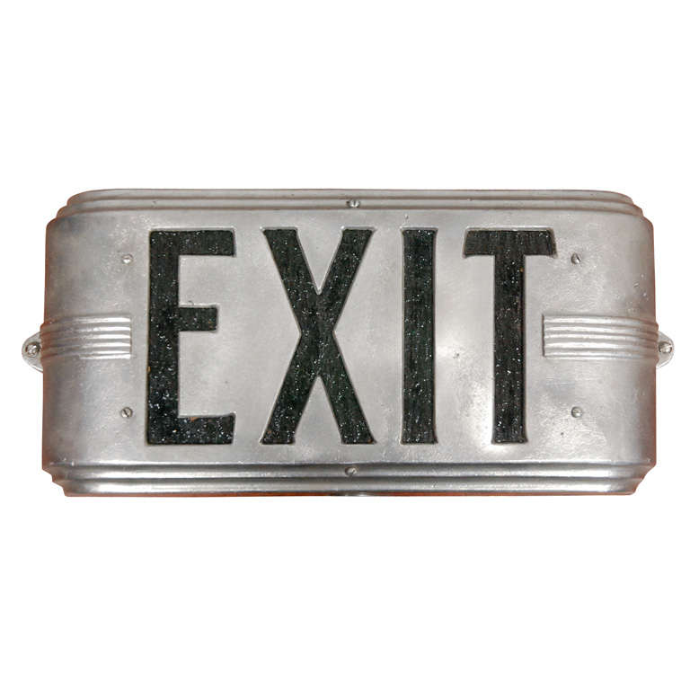 Hollywood Deco Interior Exit Sign at 1stDibs