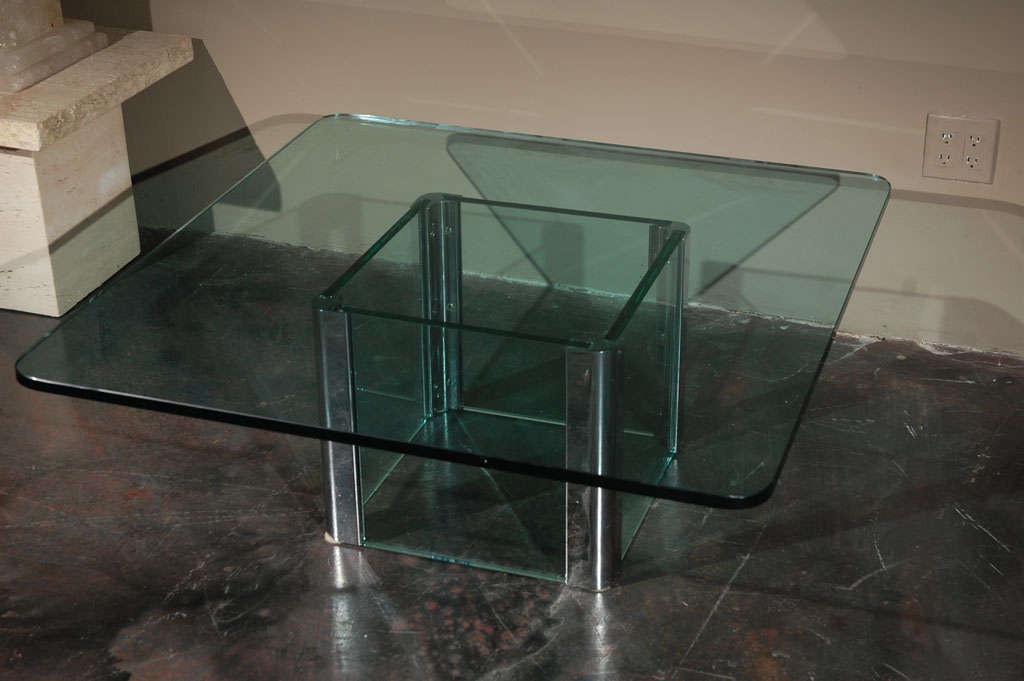 Chrome and Glass Coffee Table by Pace International For Sale at 1stDibs | pace coffee table