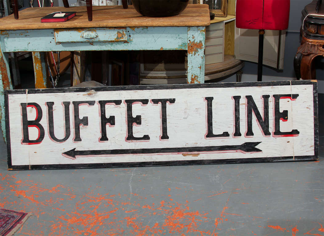 Large Hand-Painted Buffet Line Sign at 1stDibs