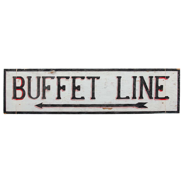 Large Hand-Painted Buffet Line Sign at 1stDibs