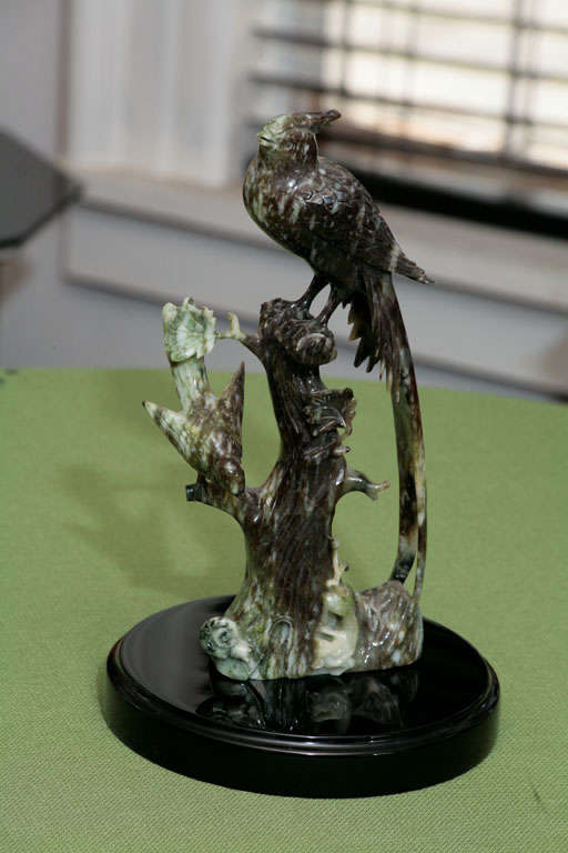 Fine Carved Jade Bird Group at 1stDibs
