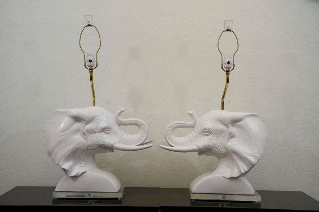 Porcelain "Elephant" Lamps. at 1stDibs