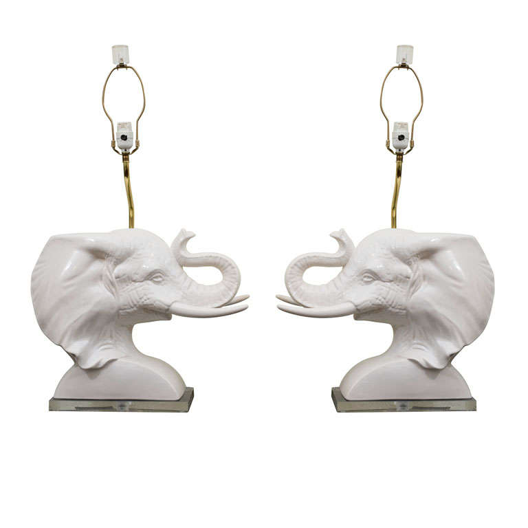 Porcelain "Elephant" Lamps. at 1stDibs