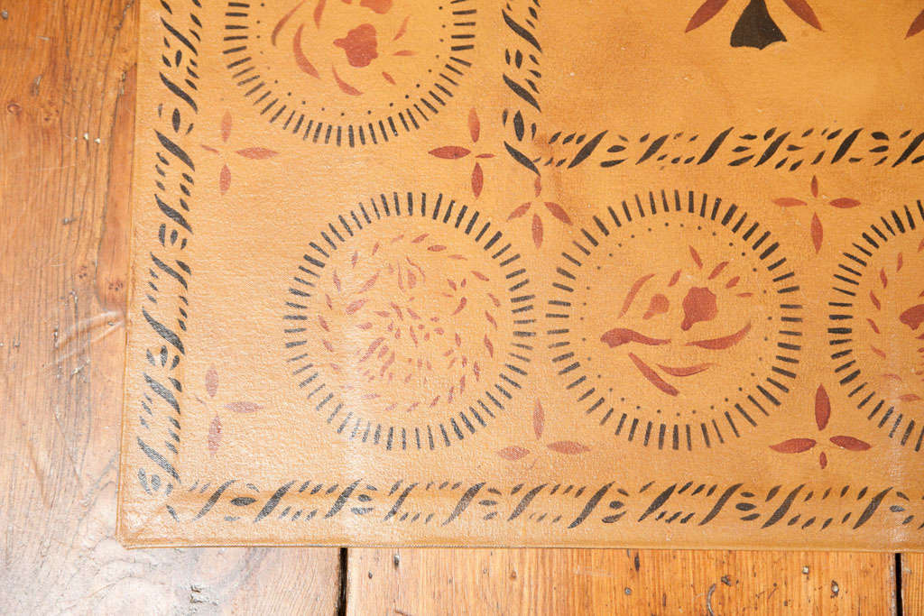 Historically Stenciled Canvas Floor Cloth For Sale at 1stDibs