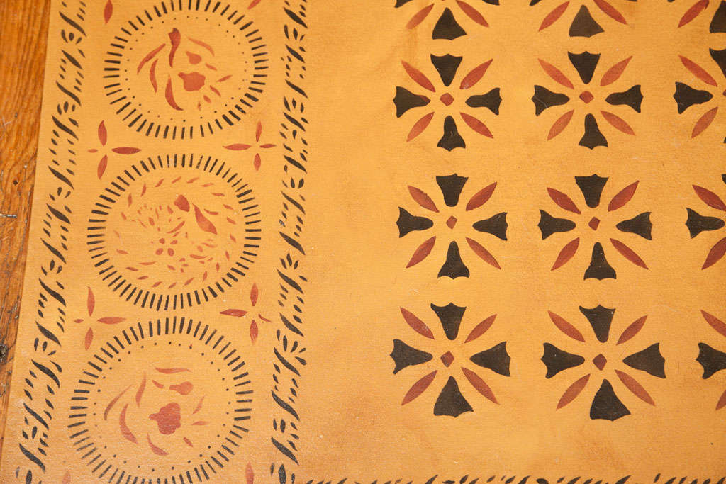 Historically Stenciled Canvas Floor Cloth For Sale at 1stDibs