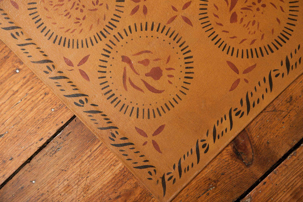 Historically Stenciled Canvas Floor Cloth For Sale at 1stDibs