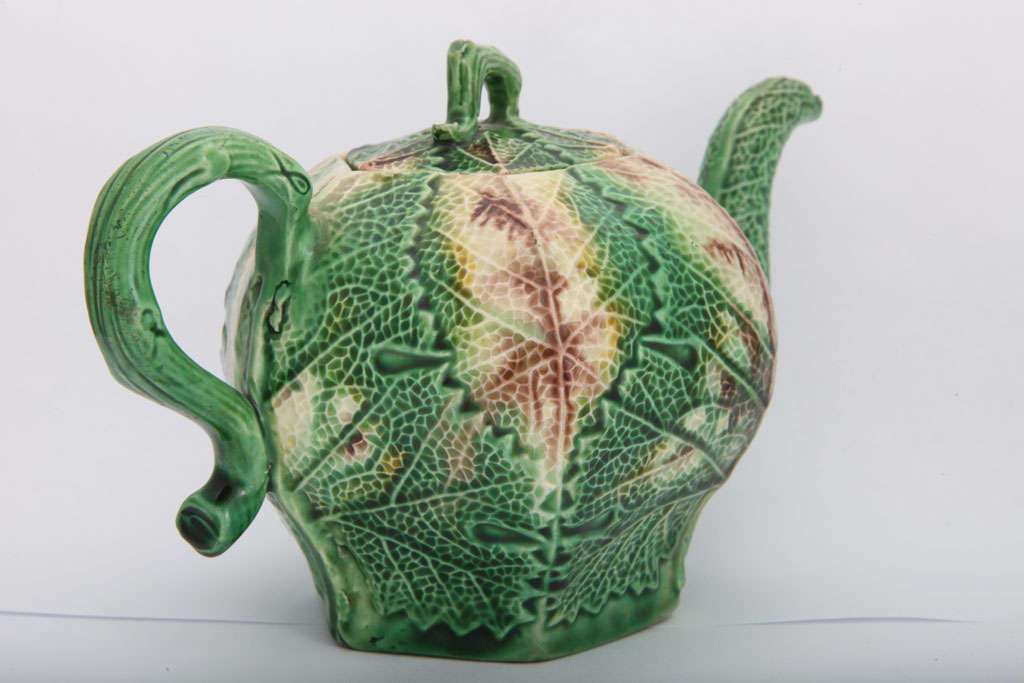 Rare Whieldon School Leaf Molded Teapot For Sale at 1stDibs