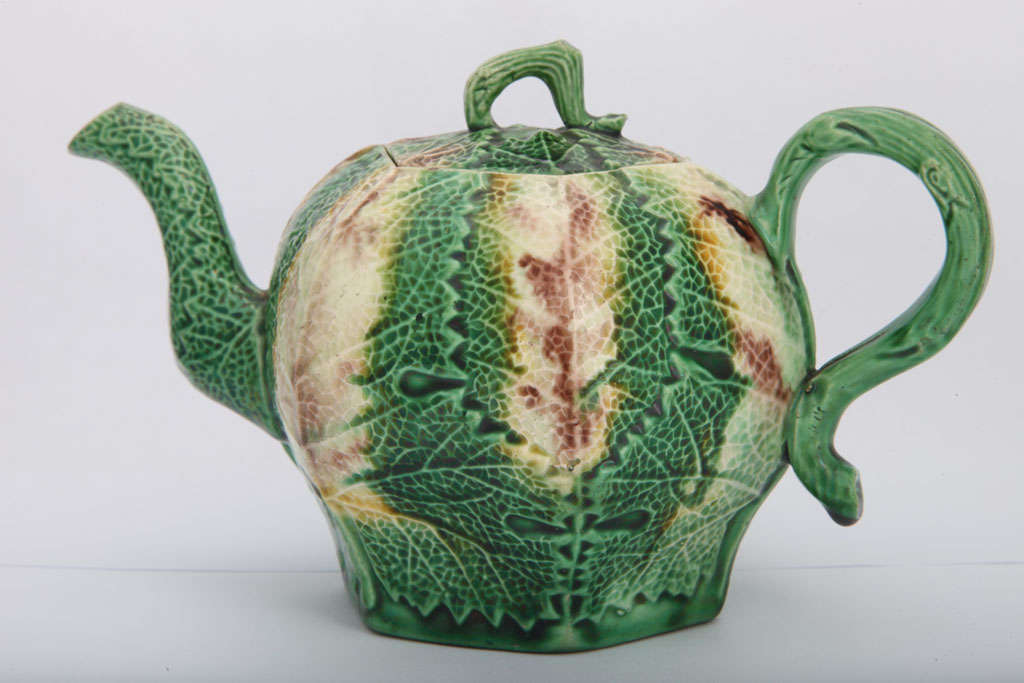 Rare Whieldon School Leaf Molded Teapot For Sale at 1stDibs