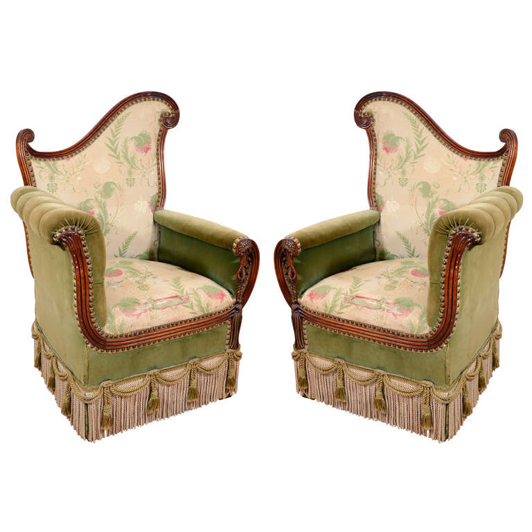 Pair of Vintage Art Deco Style Parlor Chairs at 1stDibs