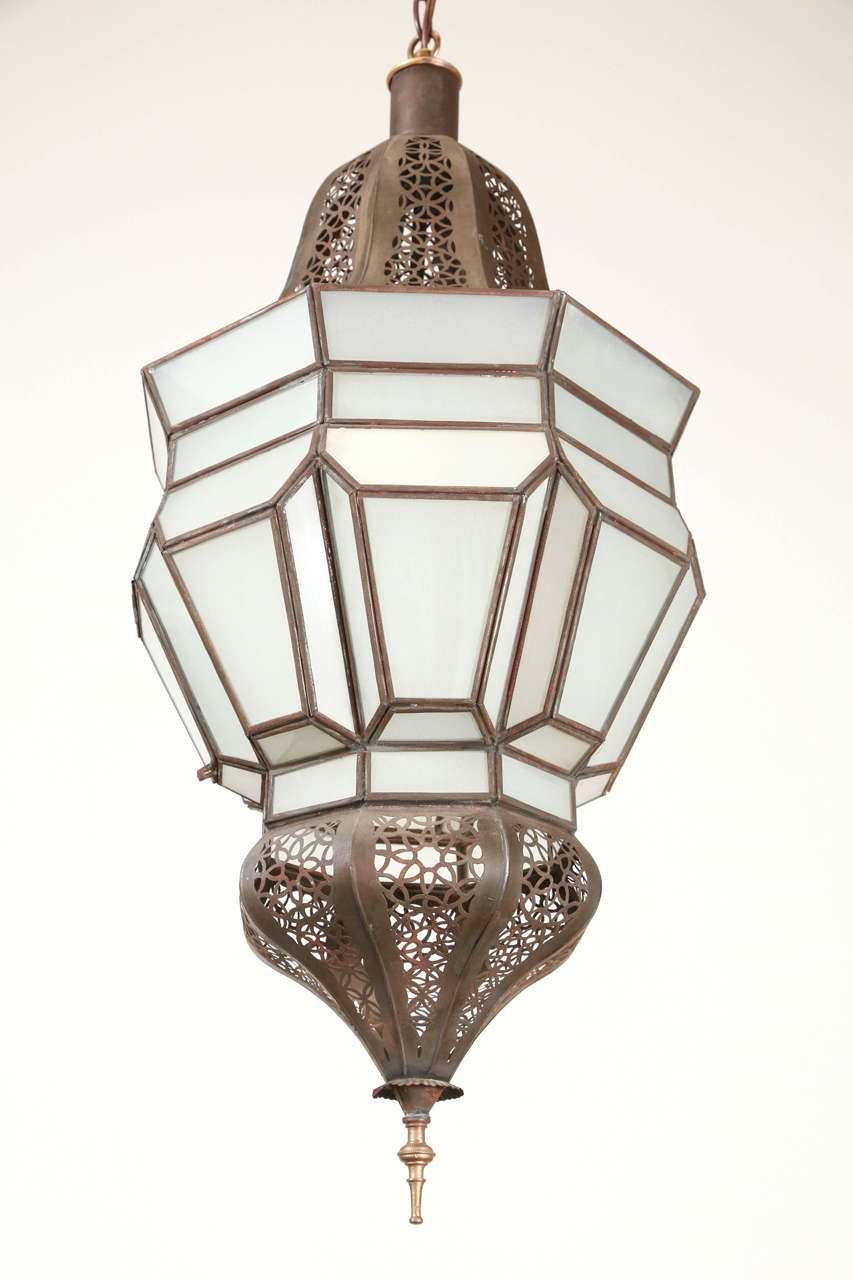 Moroccan Hanging Pendant with Milky Frosted Glass at 1stDibs