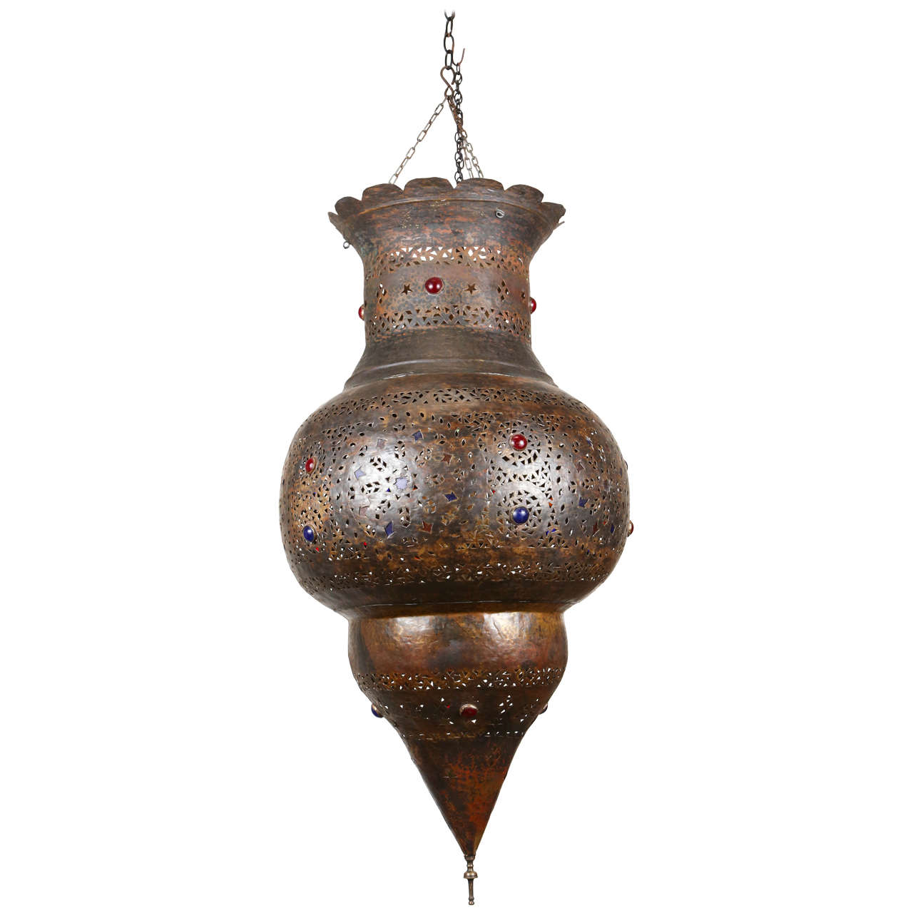 Large Vintage Brass Moroccan Pendant at 1stDibs
