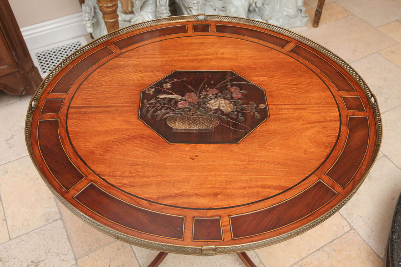 1820 English Mahogany Tea Table with Coramandel Plaque Insert For Sale ...